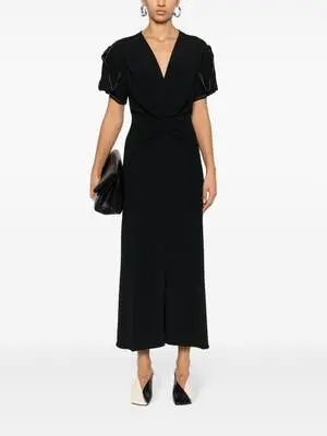 Victoria Beckham Gathered-detail Crepe Dress - Black