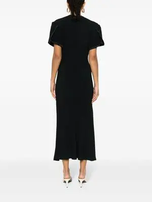 Victoria Beckham Gathered-detail Crepe Dress - Black