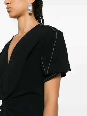 Victoria Beckham Gathered-detail Crepe Dress - Black