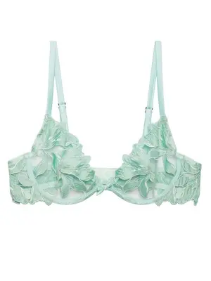FLEUR DU MAL Lily Embroidered Plunge Demi Bra - Green