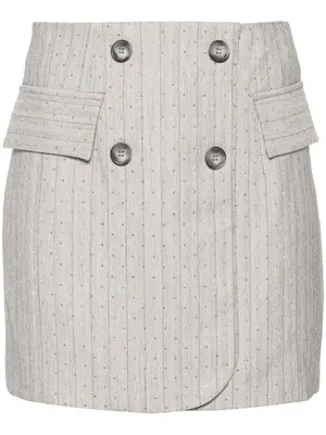 NISSA Crystal-embellished Pinstripe Miniskirt - Grey