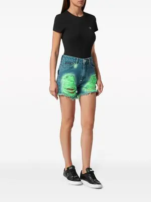 Philipp Plein Tie-dye Denim Shorts
