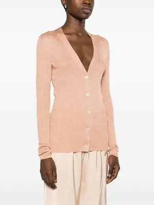 Fabiana Filippi Metallic-threading Ribbed-knit Cardigan