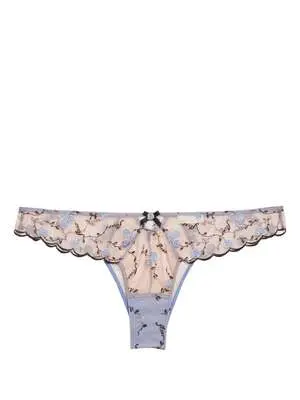 FLEUR DU MAL Rose And Vine Embroidered Cheeky Briefs