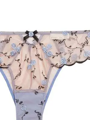 FLEUR DU MAL Rose And Vine Embroidered Cheeky Briefs