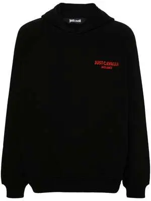 Just Cavalli Flocked-logo Cotton Hoodie