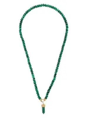 SYDNEY EVAN 14kt Yellow Gold Malachite Beaded Pendant Necklace - Green