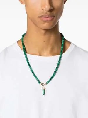SYDNEY EVAN 14kt Yellow Gold Malachite Beaded Pendant Necklace