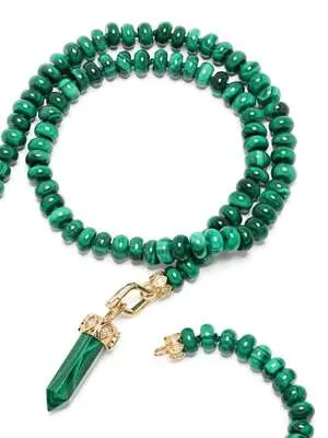 SYDNEY EVAN 14kt Yellow Gold Malachite Beaded Pendant Necklace
