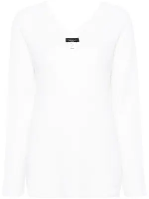 Fabiana Filippi U-neck Ribbed-knit Jumper - White