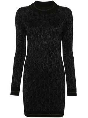 Palm Angels Monogram-jacquard Mini Dress - Black