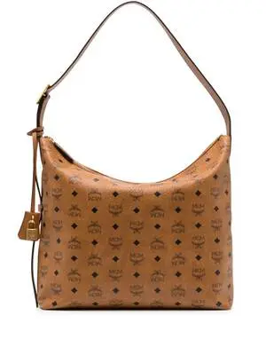 Mcm Aren Visetos-print Leather Shoulder Bag - Brown