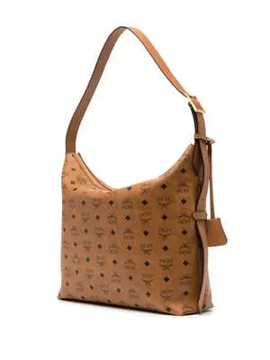 Mcm Aren Visetos-print Leather Shoulder Bag - Brown