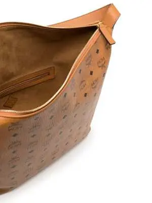 Mcm Aren Visetos-print Leather Shoulder Bag - Brown