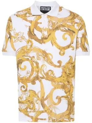 Versace Watercolour Couture Polo Shirt - White