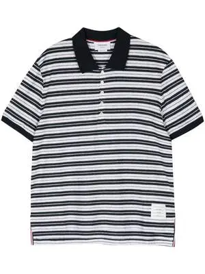 Thom Browne Logo-patch Striped Polo Shirt