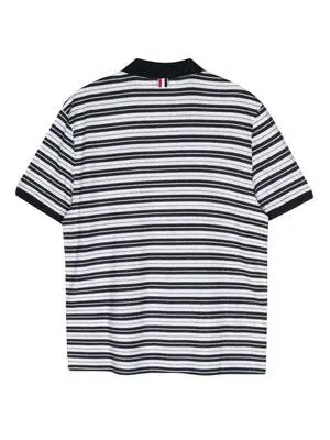 Thom Browne Logo-patch Striped Polo Shirt