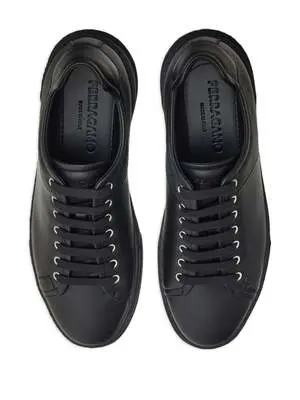 FERRAGAMO Panelled Leather Sneakers - Black
