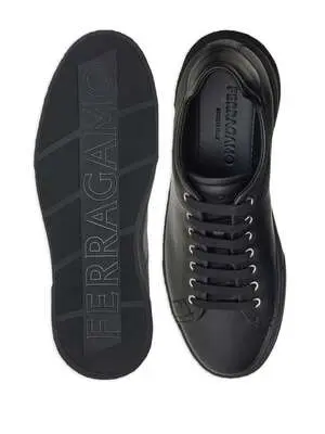 FERRAGAMO Panelled Leather Sneakers - Black