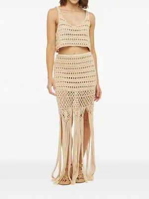 Alanui Crochet Maxi Skirt - Neutrals