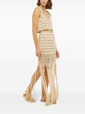 Alanui Crochet Maxi Skirt - Neutrals