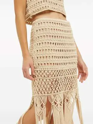 Alanui Crochet Maxi Skirt - Neutrals