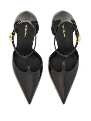 FERRAGAMO T-strap 85mm Patent Leather Pumps