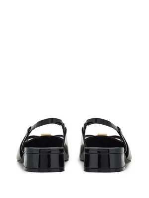 FERRAGAMO Bow-detail Leather Slingback Pumps - Black