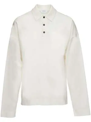 FERRAGAMO Long-sleeve Cotton Polo Shirt - White