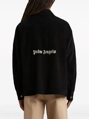 Palm Angels Logo-print Velvet Overshirt