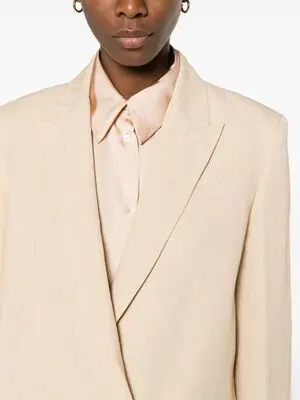 Fabiana Filippi Double-breasted Linen-blend Blazer - Neutrals