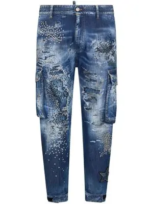 Dsquared2 Embellished Cargo Jeans - Blue