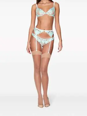 FLEUR DU MAL Lily Embroidered Garter Belt