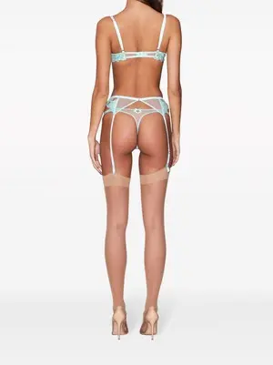 FLEUR DU MAL Lily Embroidered Garter Belt
