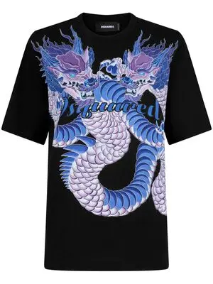 Dsquared2 Dragon Print Cotton T-shirt