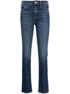 MOTHER The Rascal Logo-tag Skinny Jeans - Blue