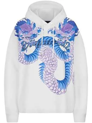 Dsquared2 Graphic-print Cotton Hoodie - White