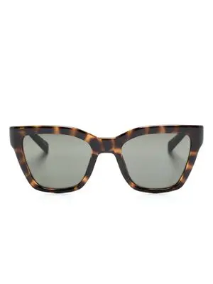 Saint Laurent Logo-engraved Square-frame Sunglasses - Brown