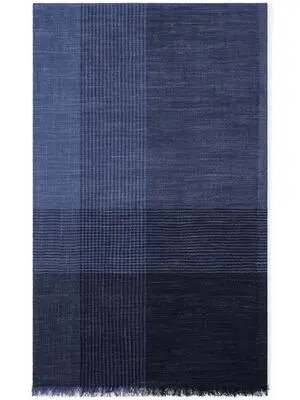 Brunello Cucinelli Check-pattern Silk-blend Scarf - Blue