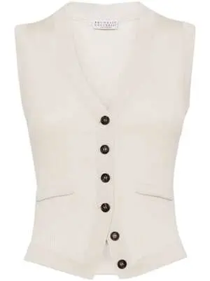 Brunello Cucinelli V-neck Fine-ribbed Vest