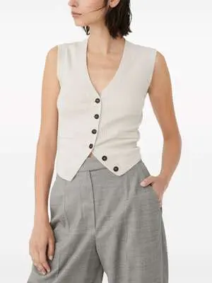 Brunello Cucinelli V-neck Fine-ribbed Vest