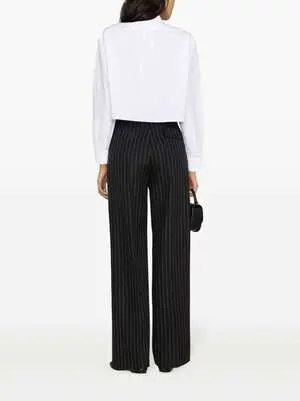 Sandro Cropped Poplin Cotton Shirt With Double S Embroidery - White