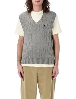 Polo Ralph Lauren Cable Knit Vest Grey Heather