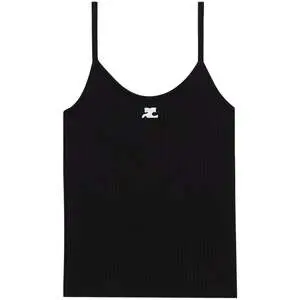 COURREGES Courrèges Ribbed Knit Top - Black