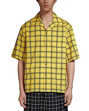 Marni Printed Short Sleeve Button Front Camp Shirt Yellow