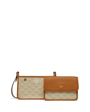 Mcm Himmel Small Lauretos Crossbody Bag - Oatmeal