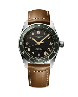 LONGINES Spirit Zulu Time 39mm Strap Watch - Black/brown
