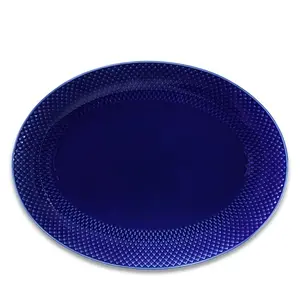 ROSENDAHL Lyngby Porcelain Rhombe Color Oval Serving Dish - Blue