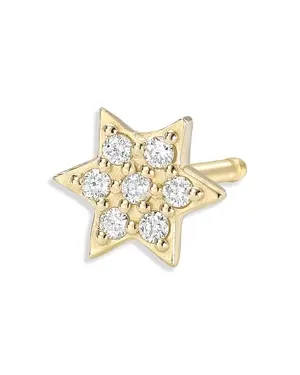 ZOE LEV 14k Yellow Diamond Star Of David Stud Earring - Gold