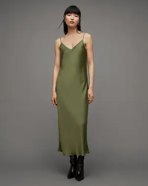 Allsaints Tierny 2-In-1 Crew Neck Slip Dress In Green - 20% Off |  Editorialist